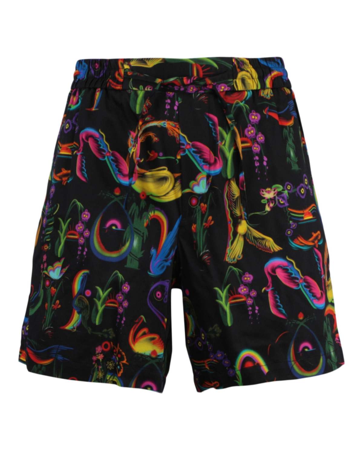 Opening Ceremony Allover Alphabet Print Shorts - Black Multi | Garmentory