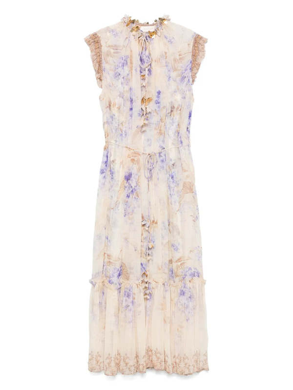 Zimmermann Dawning Flutter Dress - Lilac Floral | Garmentory
