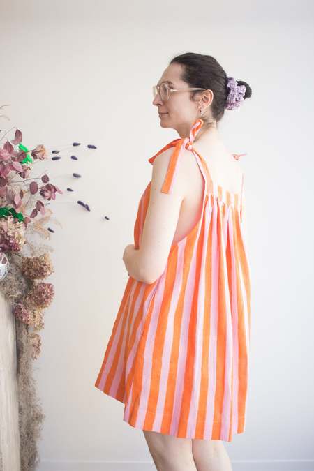 Kate Austin Designs Katherine Shirt Dress - Clay Wide Stripe | Garmentory