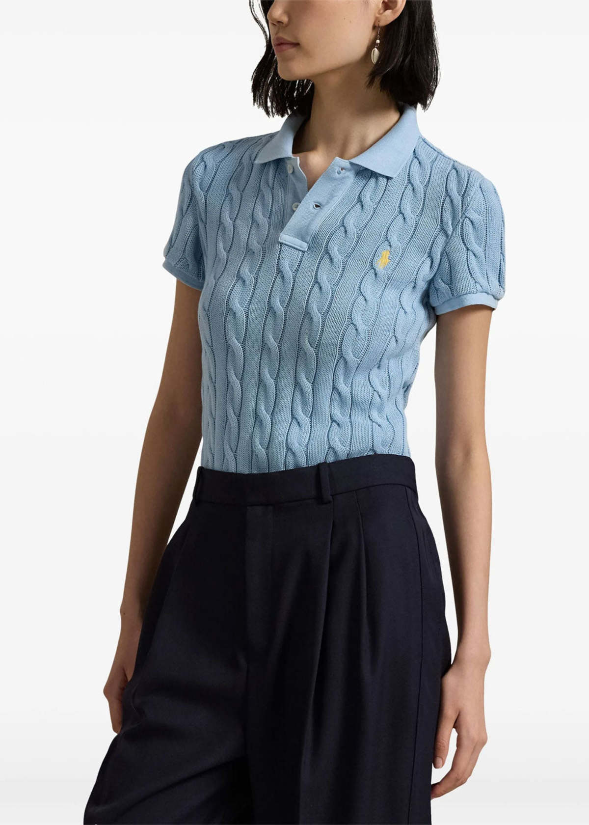 Polo Ralph Lauren Cable-Knit Polo Shirt - Powder Blue | Garmentory