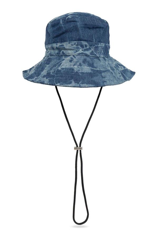 Ganni Denim Hat With Drawstrings Hat - Bleached Denim | Garmentory