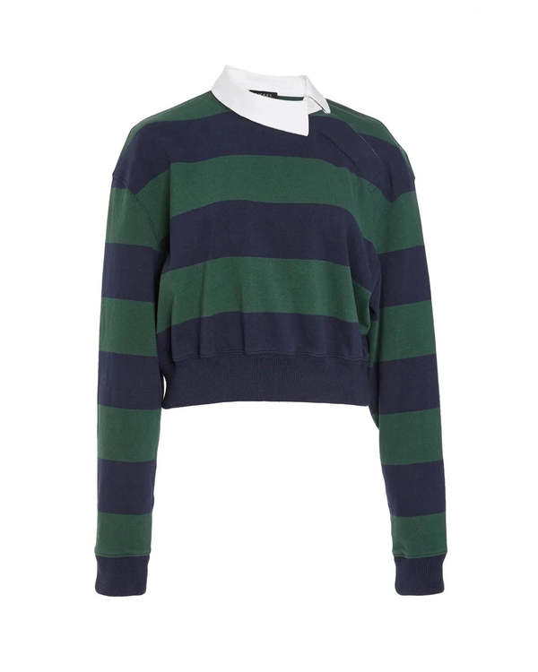 A.W.A.K.E. MODE Twisted Collar Rugby Jersey - Emerald Green/Navy ...