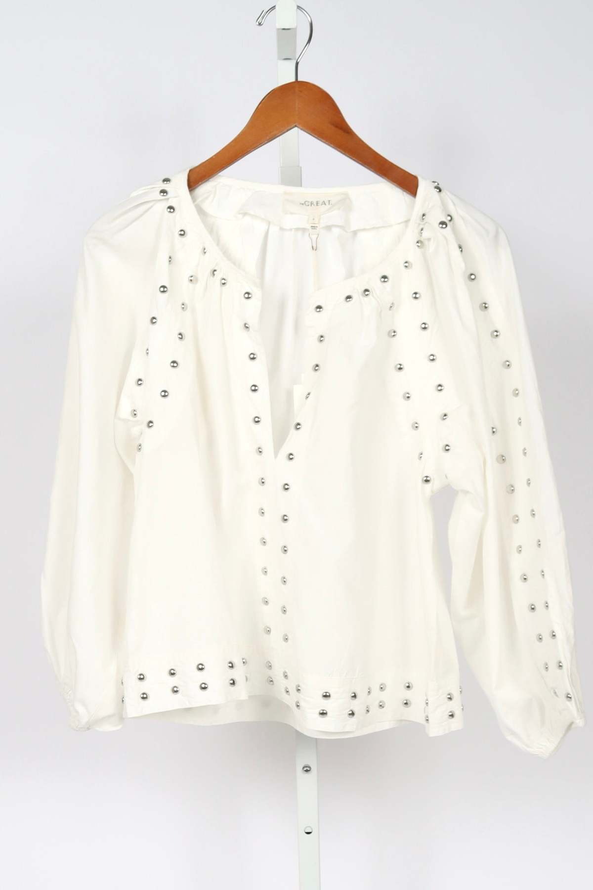 The Great. Bodega Top with Studs - White | Garmentory