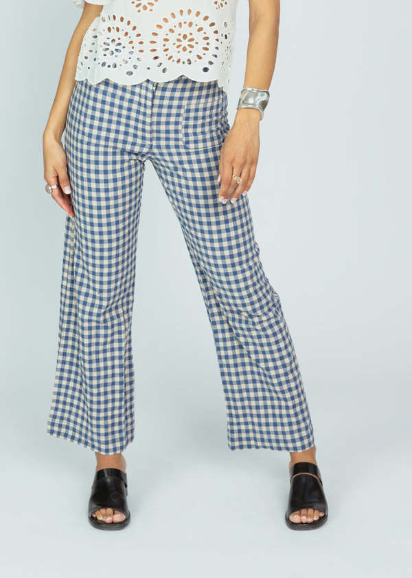 Bellerose Vivia Wide Leg Trouser - Blue Check | Garmentory