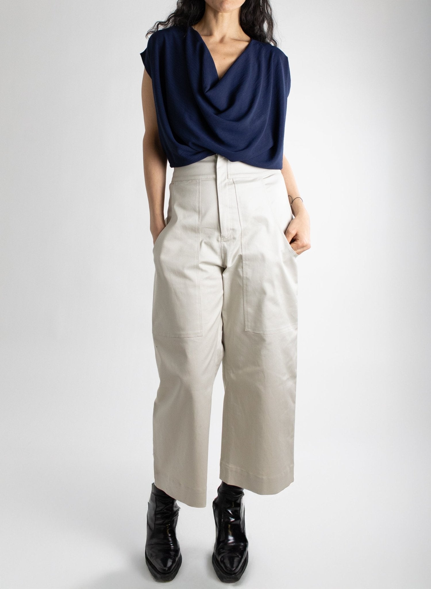 Meg Cowl Top - Navy | Garmentory