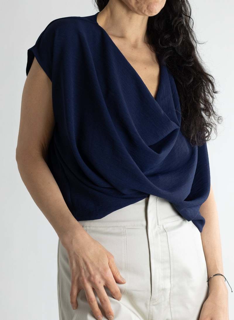 Meg Cowl Top - Navy | Garmentory