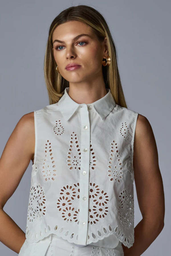 Hevron Katja Top Eyelet - White | Garmentory