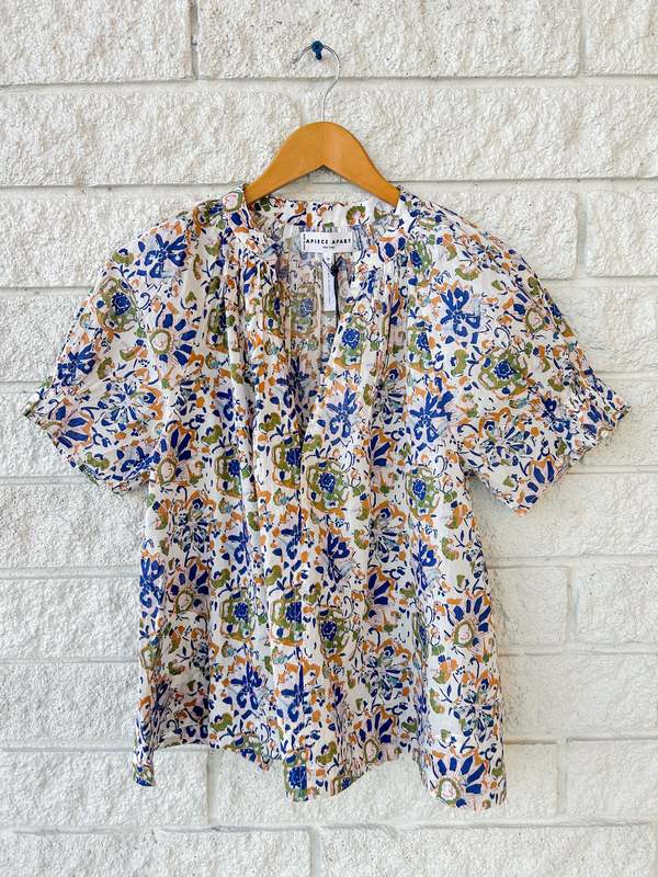 Apiece Apart Lo Capo Top - Batik Floral Cream | Garmentory