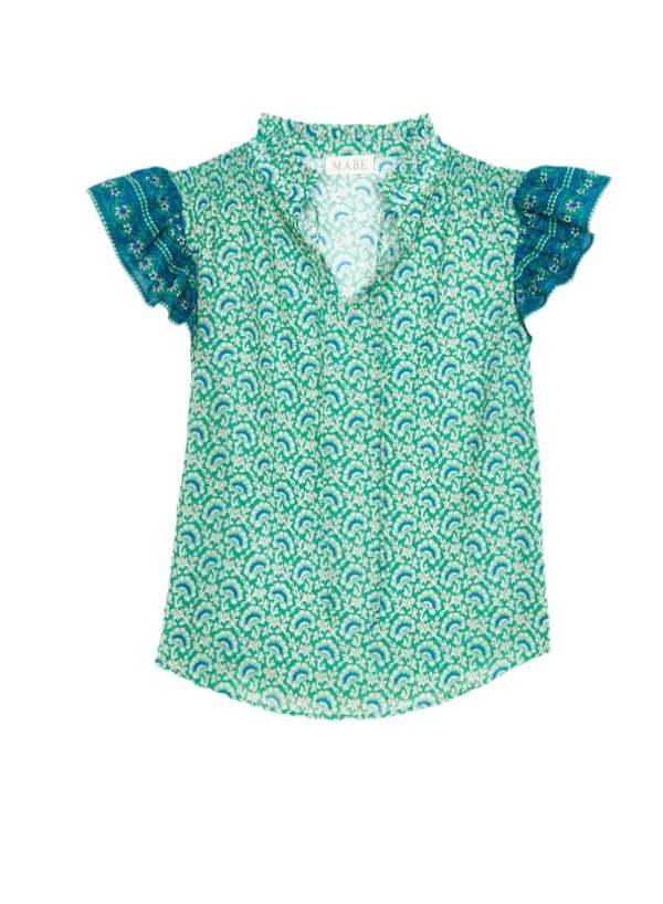 Mabe Dana Print SS Top - Green | Garmentory