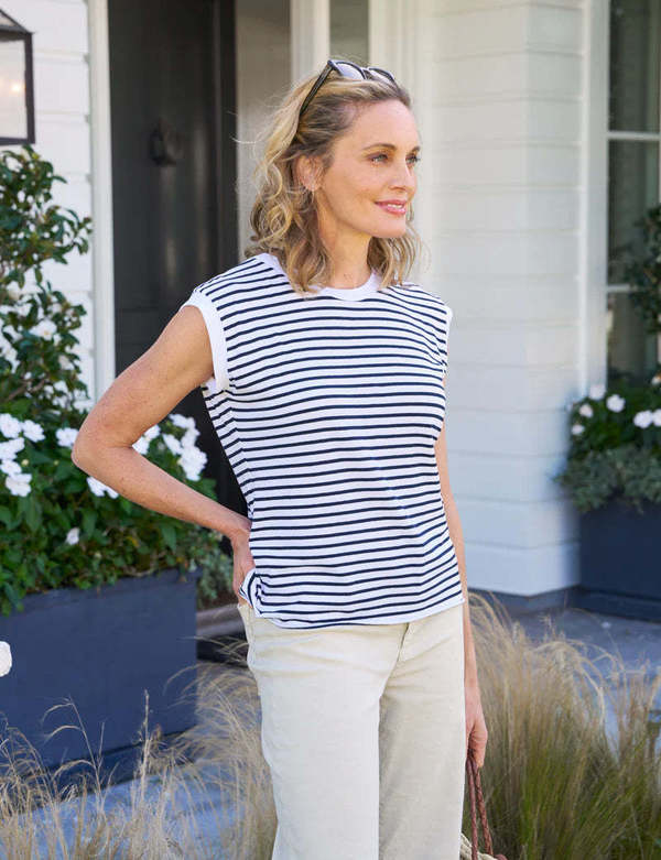 Frank & Eileen Aiden Vintage Muscle Tee - White/British Royal Navy ...