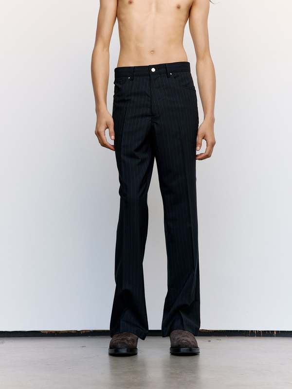 SECOND/LAYER Valluco Trouser - Navy & Gray Pinstripe | Garmentory