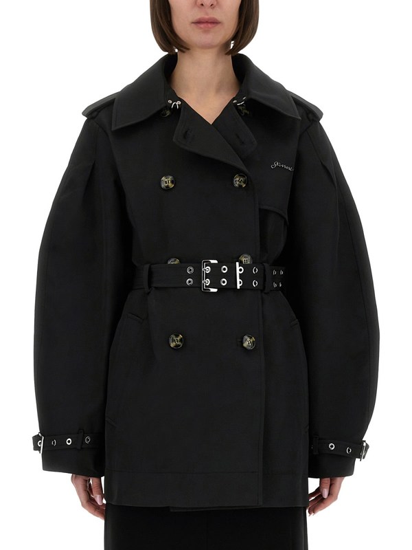 Ganni Trench Midi Trench Coat - Black | Garmentory