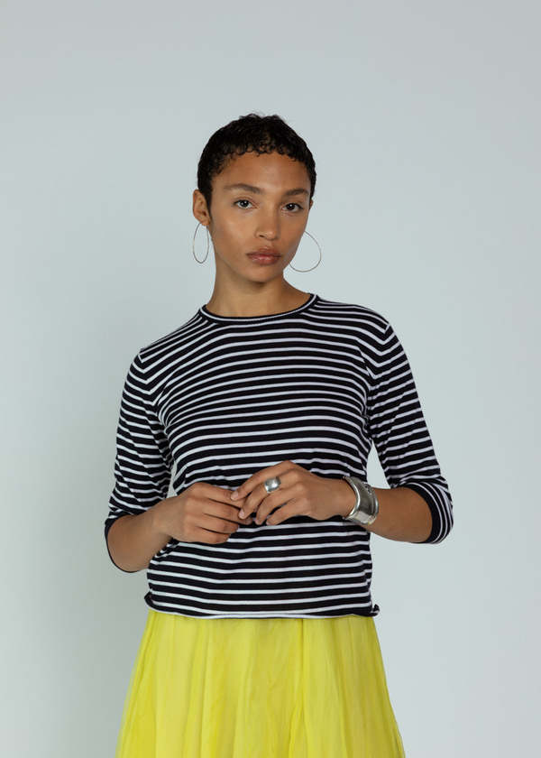 MJ. Watson Cotton Narrow Stripe Top - Navy/White | Garmentory