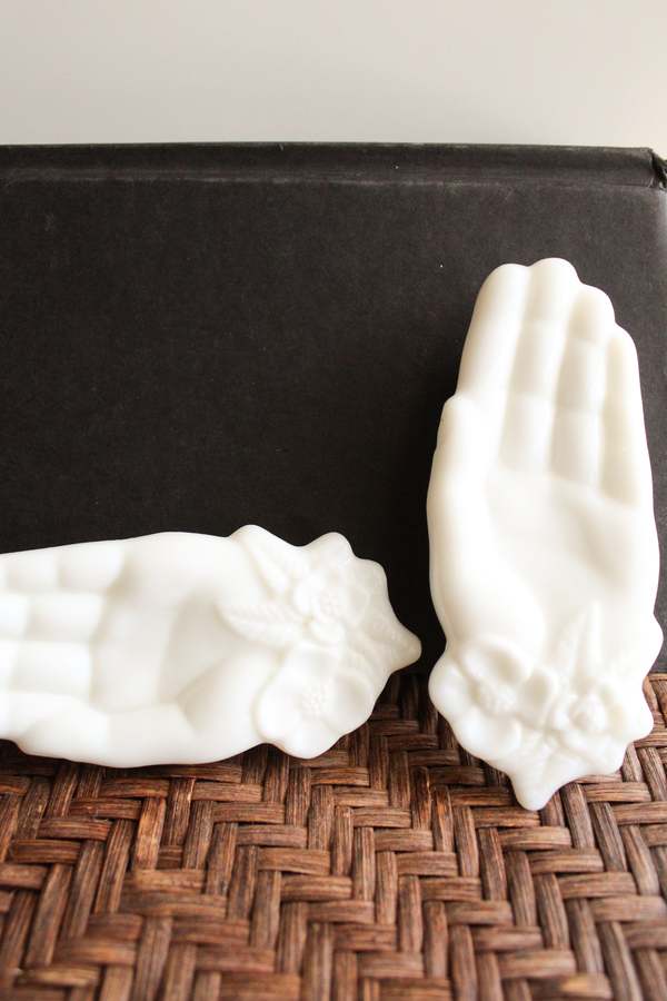 Avon Milk Glass Hand Dish with Flower Detail Dish | Garmentory