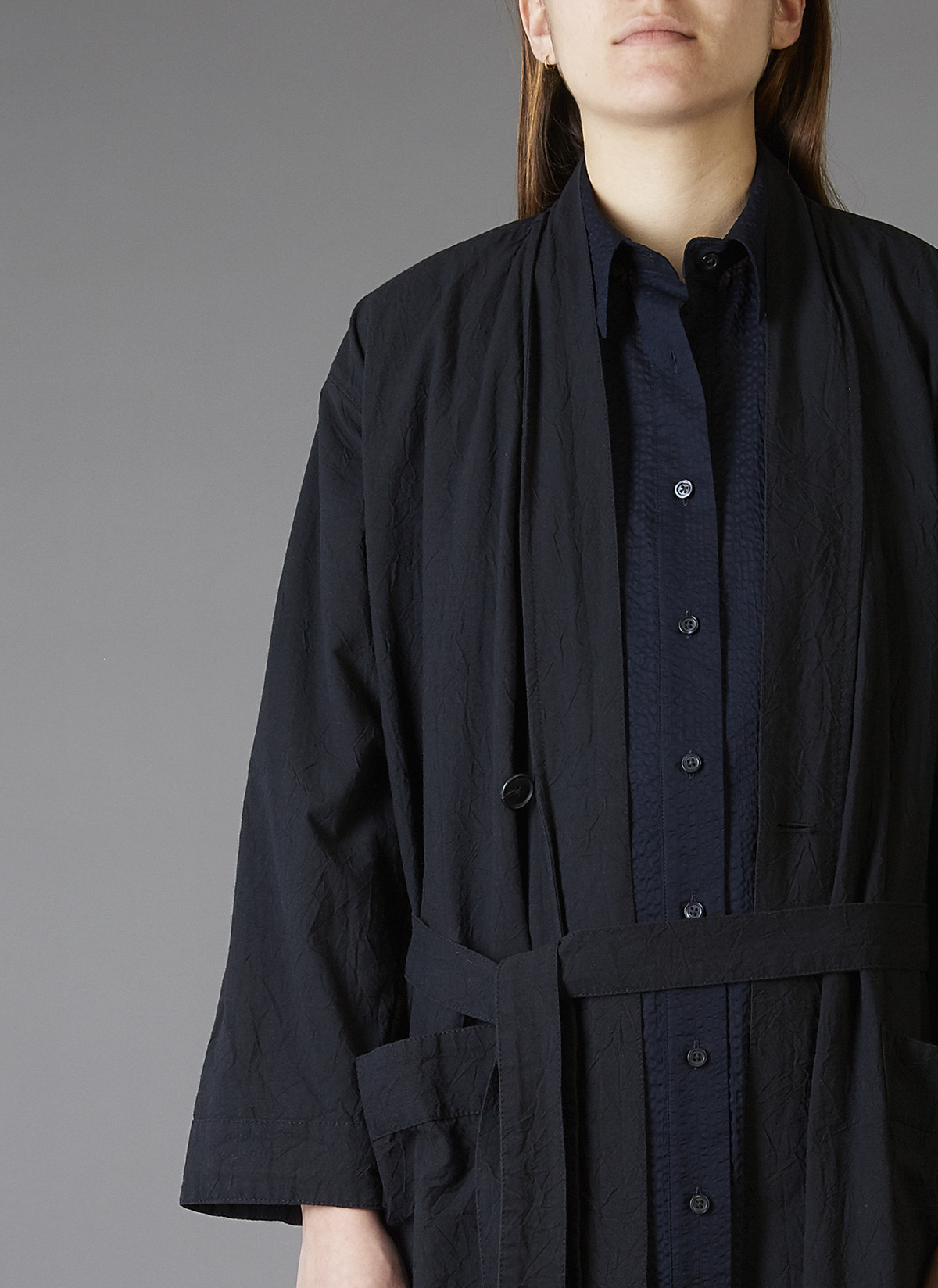 GREI. Indoor/Outdoor Heavy Crinkle Panel Robe - Black | Garmentory