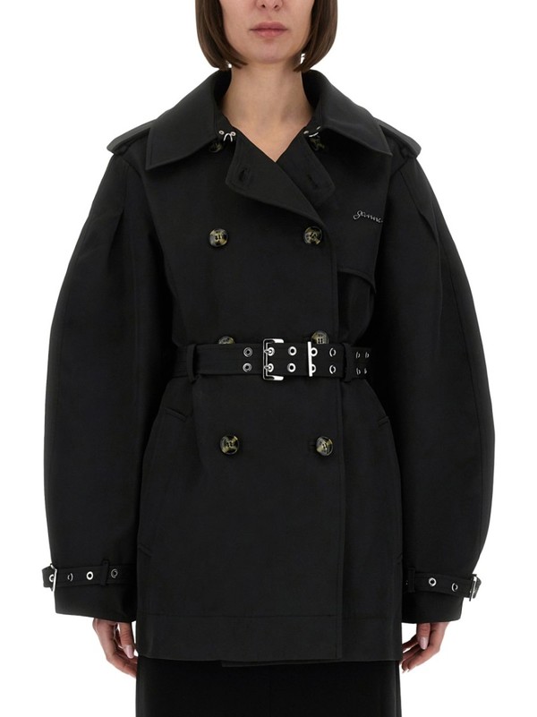 Ganni Structured Trench Midi With Cutout Detail Trench Coat - Black ...