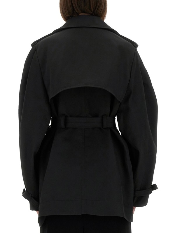Ganni Structured Trench Midi With Cutout Detail Trench Coat - Black ...