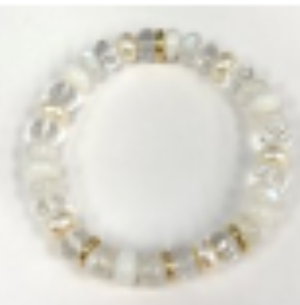 Sheryl Lowe 8mm White Mix Bracelet with 3 Plain Thin 8mm Rondelles ...