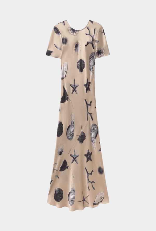 Silk Laundry Short Sleeve Bias Dress - Seashells | Garmentory