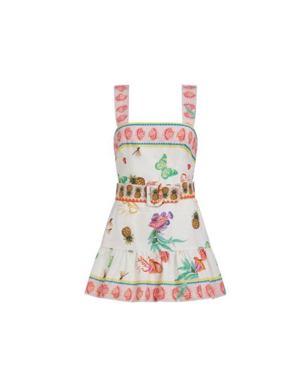 Amanda Uprichard Lena Skort Romper - Postcard Print | Garmentory