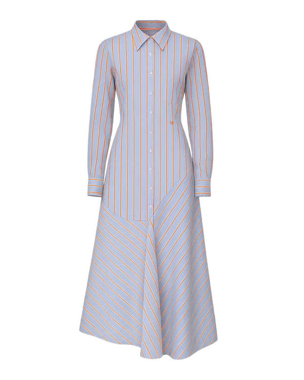Victoria Beckham Panelled Shirt Dress - Blue | Garmentory
