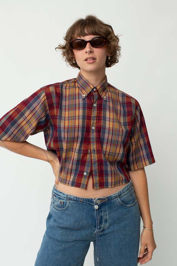 Vintage Re Worked Cropped Button Up Top | Garmentory