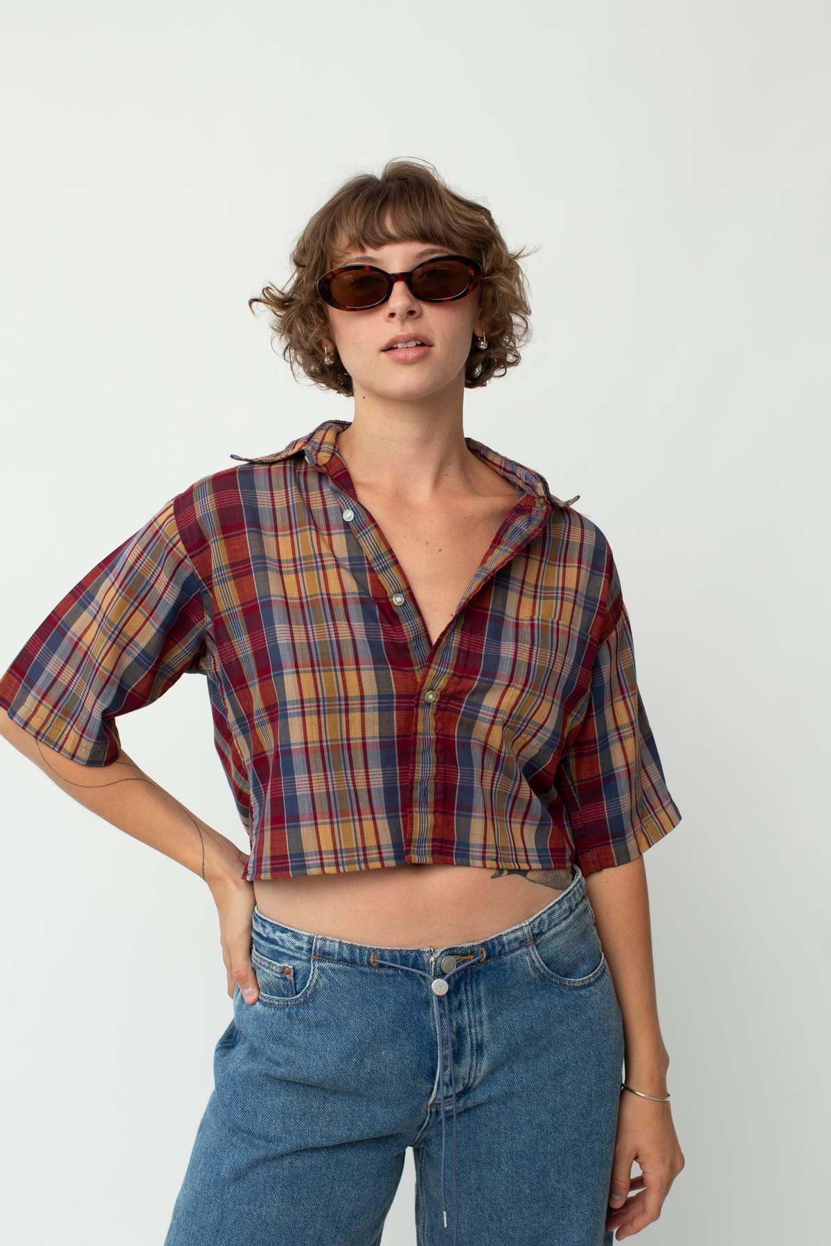 Vintage Re Worked Cropped Button Up Top | Garmentory