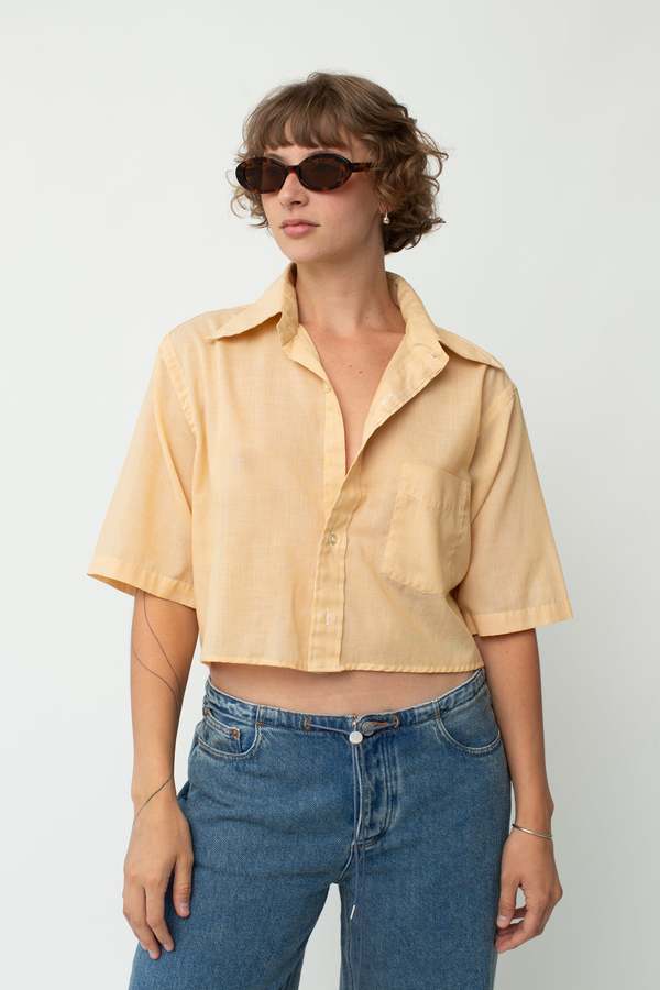 Vintage Reworked Cropped Button Up Top | Garmentory