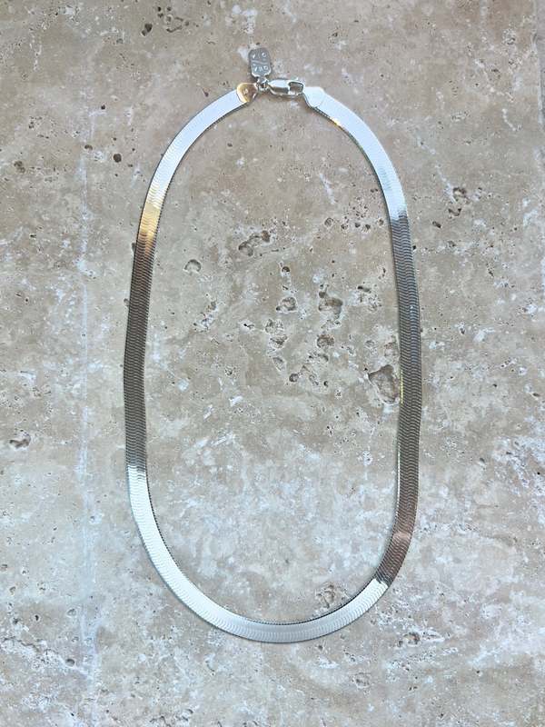 Dea Dia Bold Silver Herringbone Chain Necklace | Garmentory