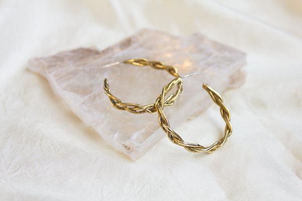 Dea Dia Braided Golden Hoops | Garmentory