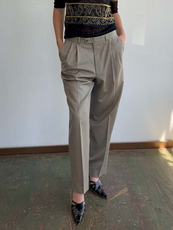 Nino Cerruti Slouchy Pleated Pants - Taupe | Garmentory
