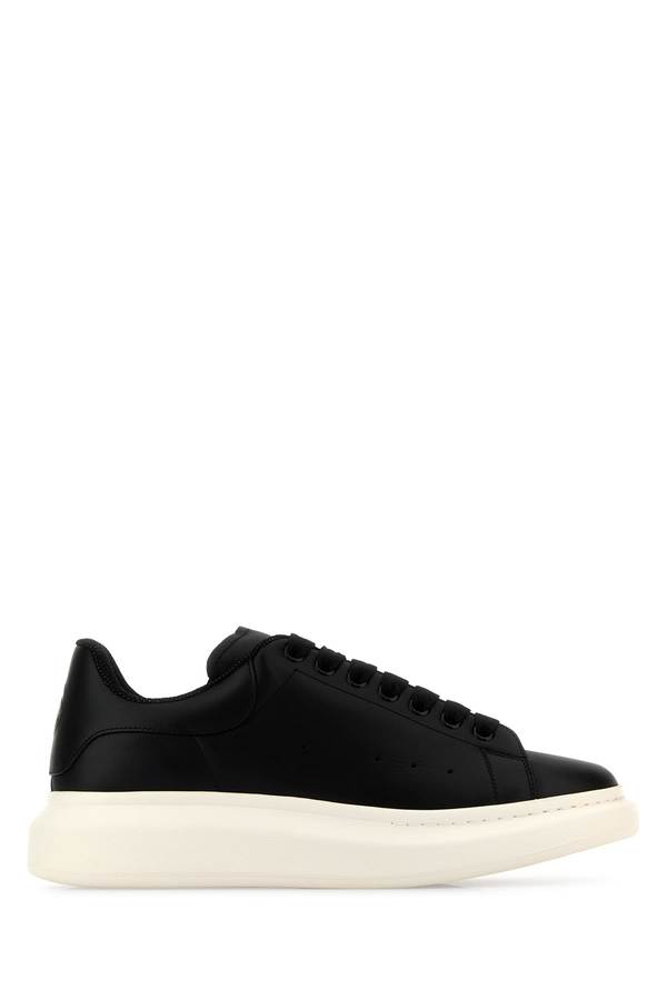 Alexander McQueen Black Leather Sneakers With Black Leather Heel ...