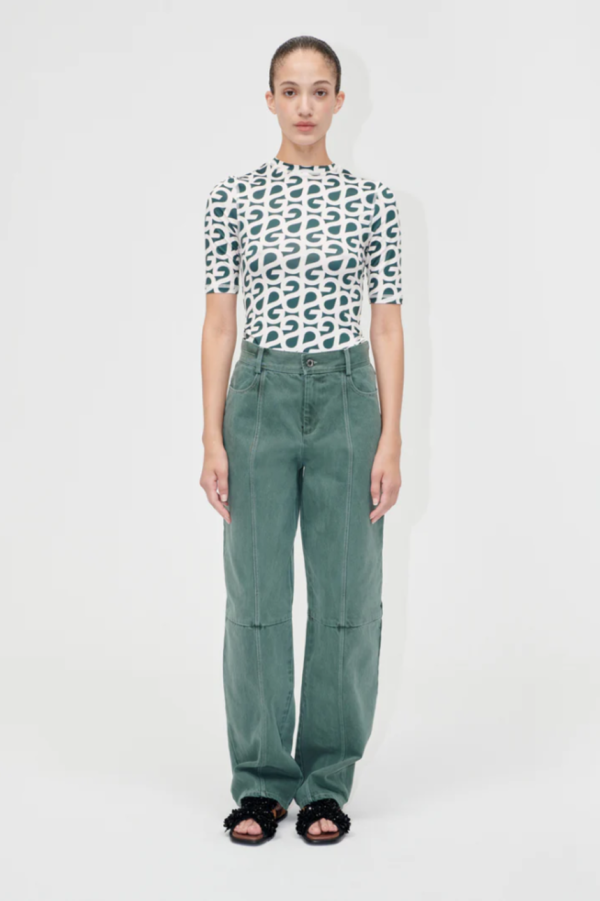 Stine Goya Structured Denim Pants - Dark Green | Garmentory