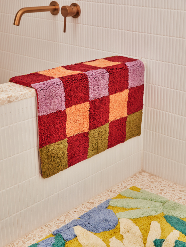Mosey Me Winter Checkers Bath Mat | Garmentory