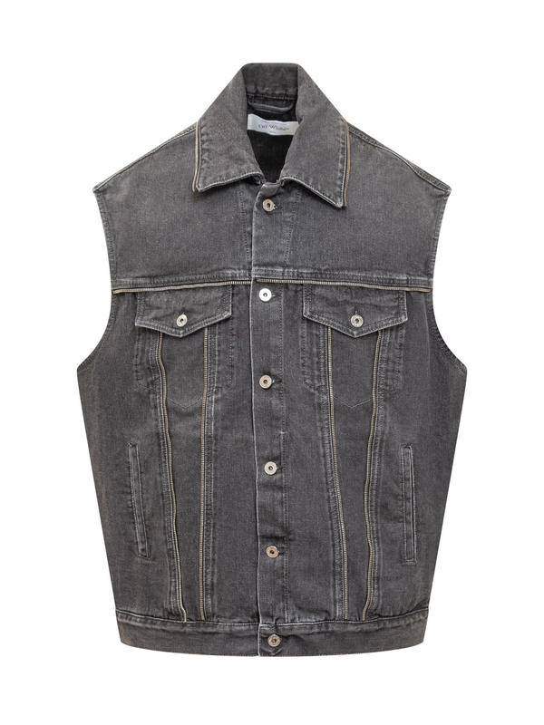 Off-White Zip Denim Over Vest - Vintage Grey | Garmentory