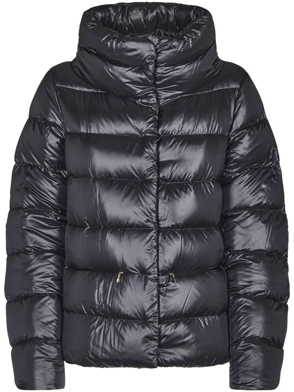 Herno Puffy Coat With Glossy Finish And High Collar - Black | Garmentory