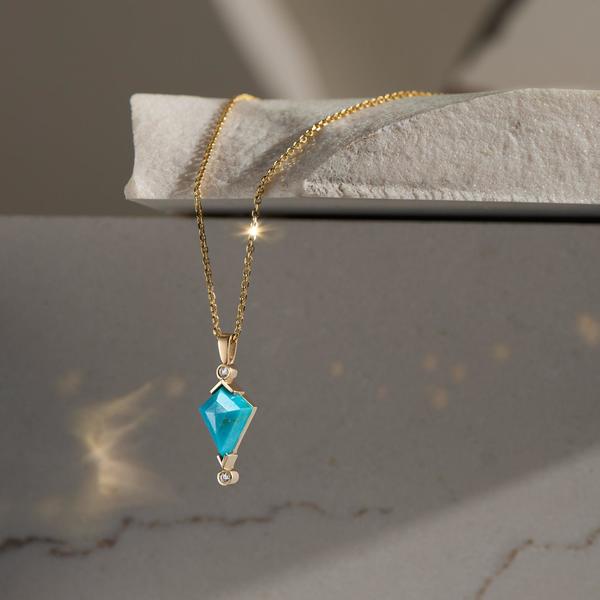 Dea Dia Turquoise and Diamond Kite Necklace | Garmentory