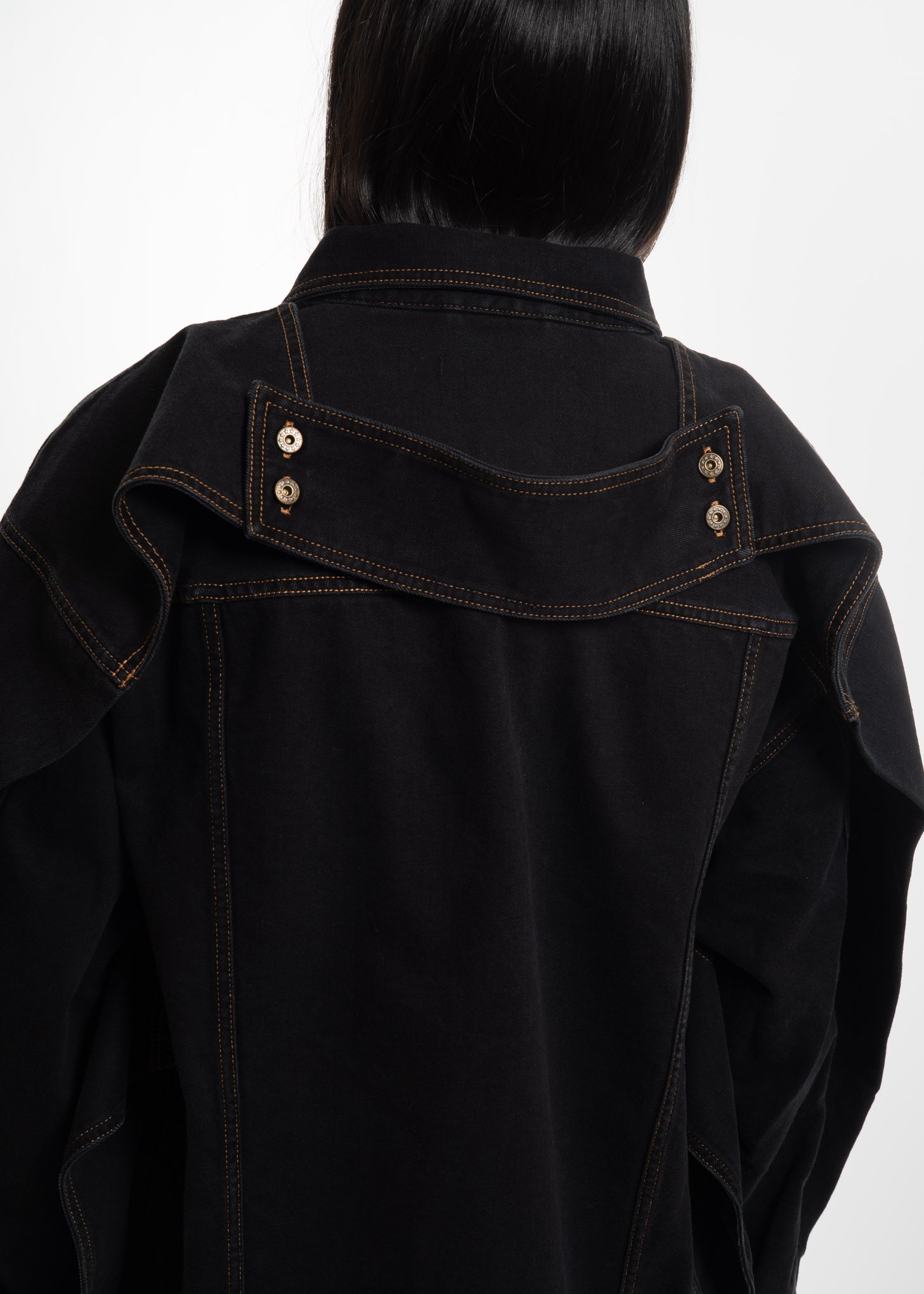 Y/project Stonewash Layered Denim Jacket - Black | Garmentory