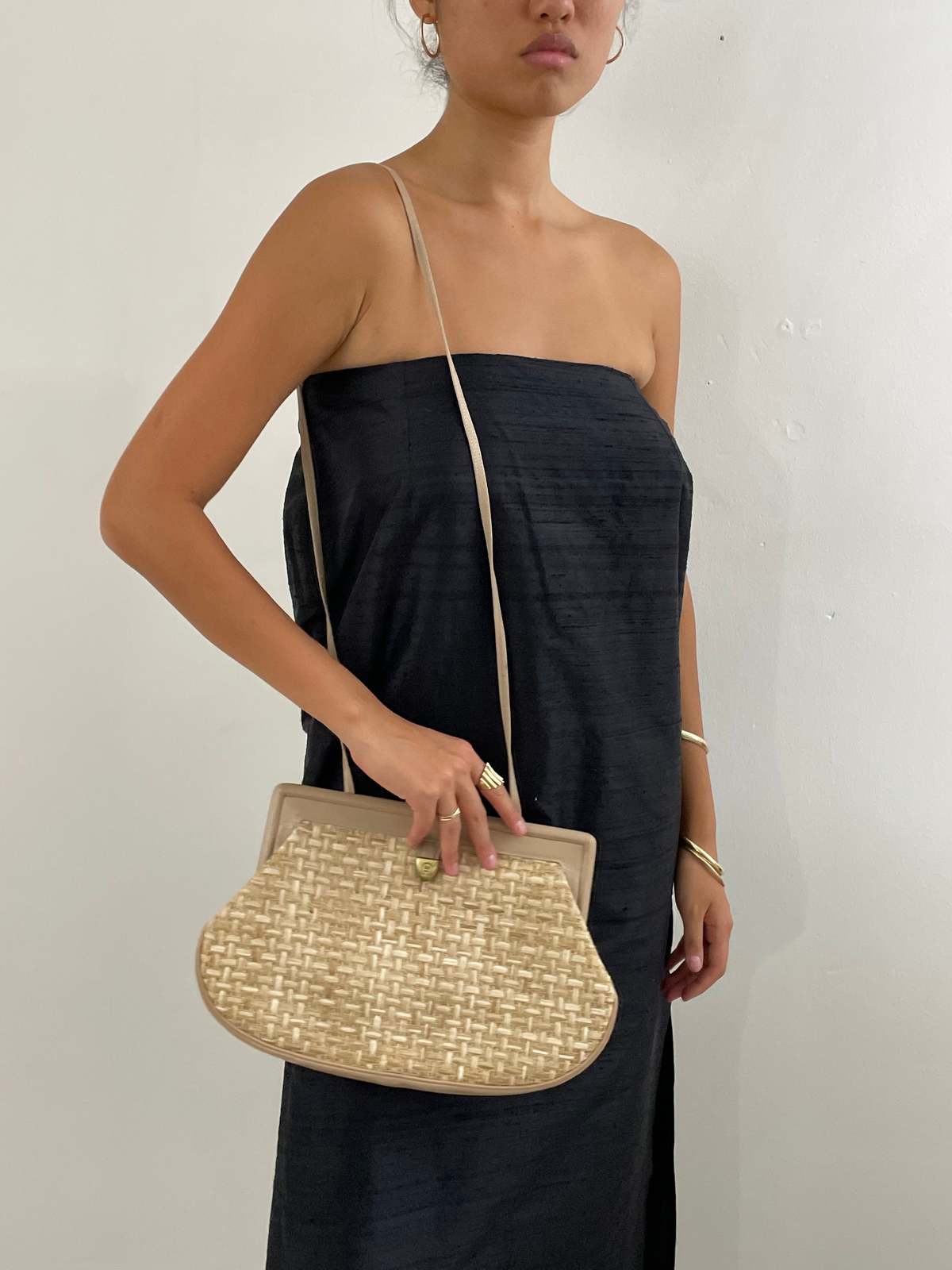 Etienne Aigner Vintage Woven Rattan & Leather Shoulder Bag | Garmentory