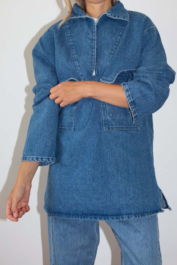 WOLF & GYPSY VINTAGE Denim Sailor Smock Top | Garmentory