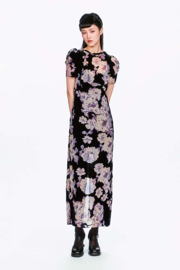 Anna Sui Cabbage Rose Devor Maxi Dress | Garmentory