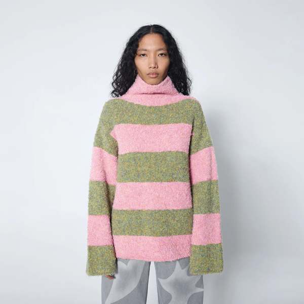 Arthur Pink Stripe Oversized Funnel Sweater | Garmentory