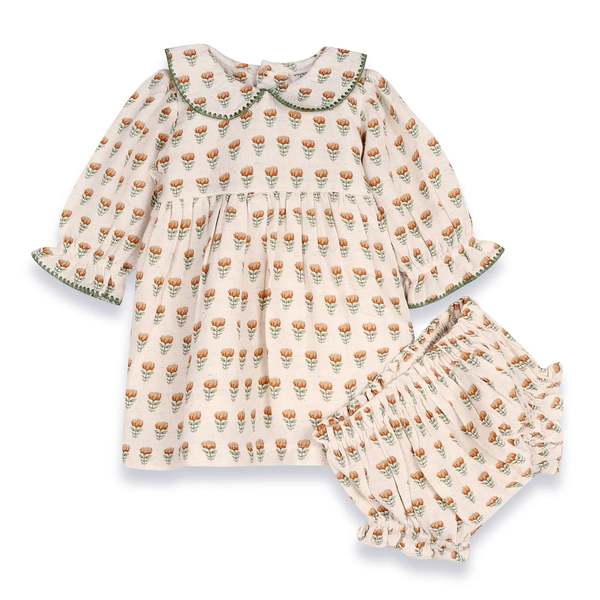 Viverano Organics Ina Block Print Floral Dress Set | Garmentory