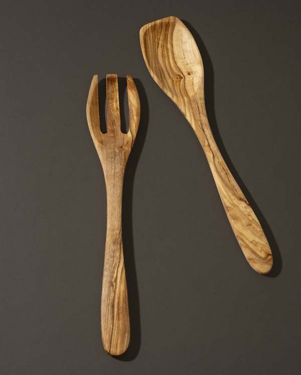 Gharyan Stoneware Natural Organic Shaped Olive Wood Utensils Set ...