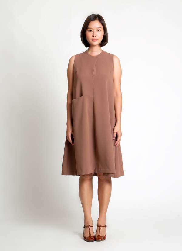 KAAREM Berry Four-Panel High Collar Dress | Garmentory