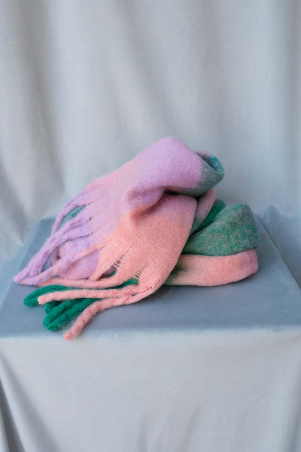 Pipe & Row Chunky Plaid Scarf - Lavender | Garmentory