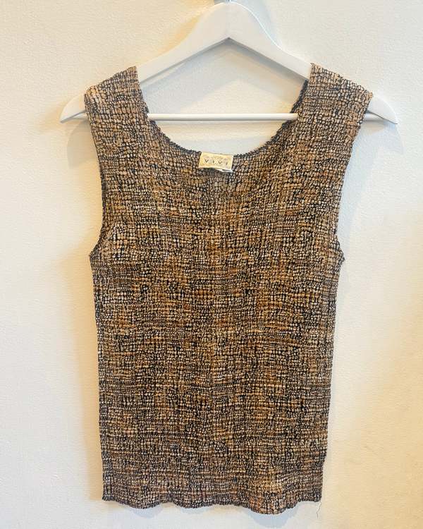 Vintage 90s Textured Earth Crinkled Silk Tank | Garmentory