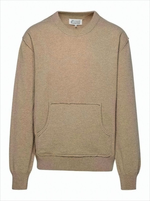 Maison Margiela Relaxed Fit Cashmere-Wool Blend Sweater With Kangaroo ...
