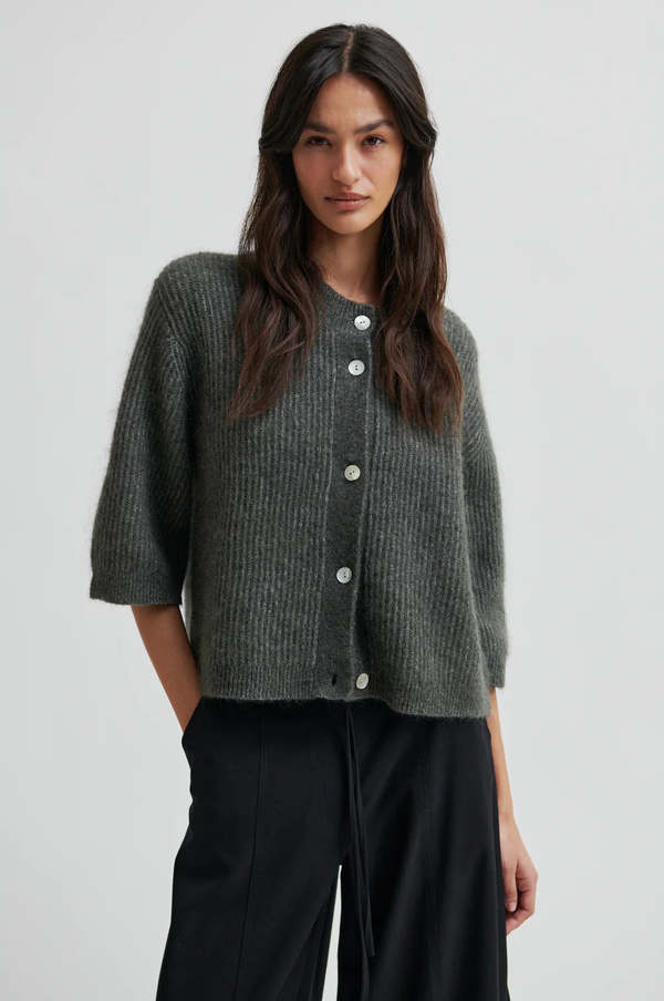 Second Female Andrea Knit Rib Cardigan | Garmentory