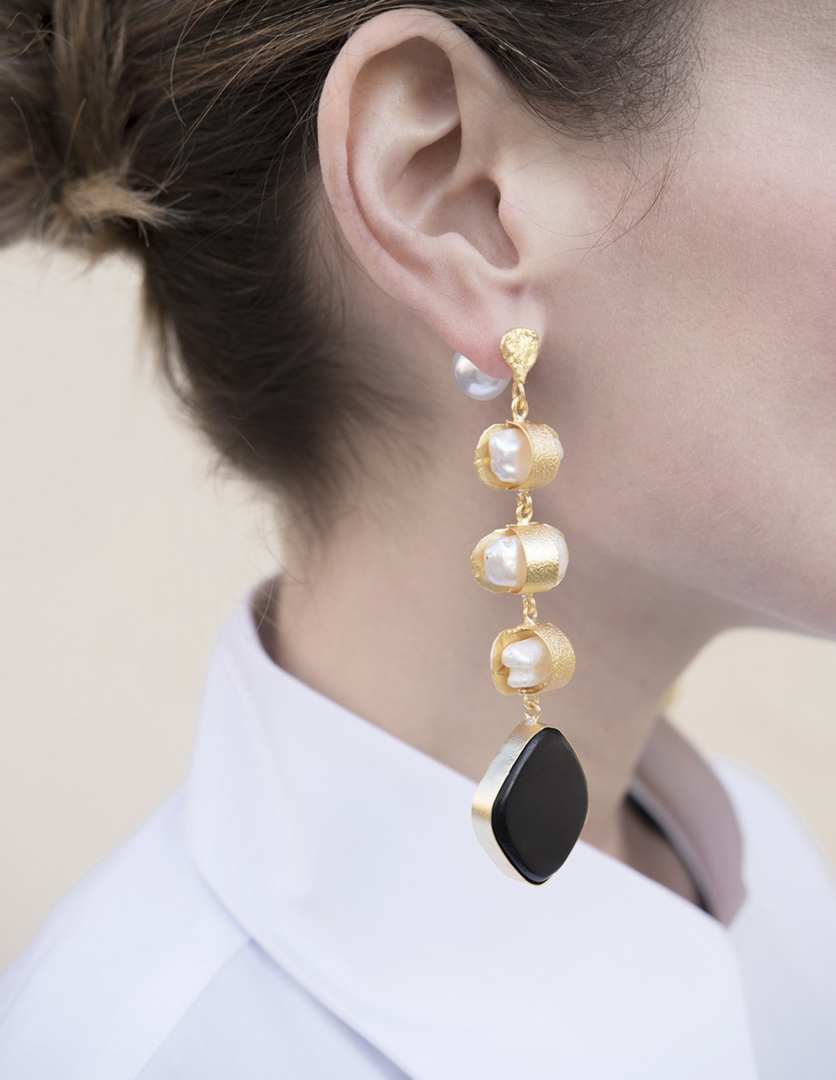 Ellipsee x Masha Reva Eolian Gold White Earring | Garmentory